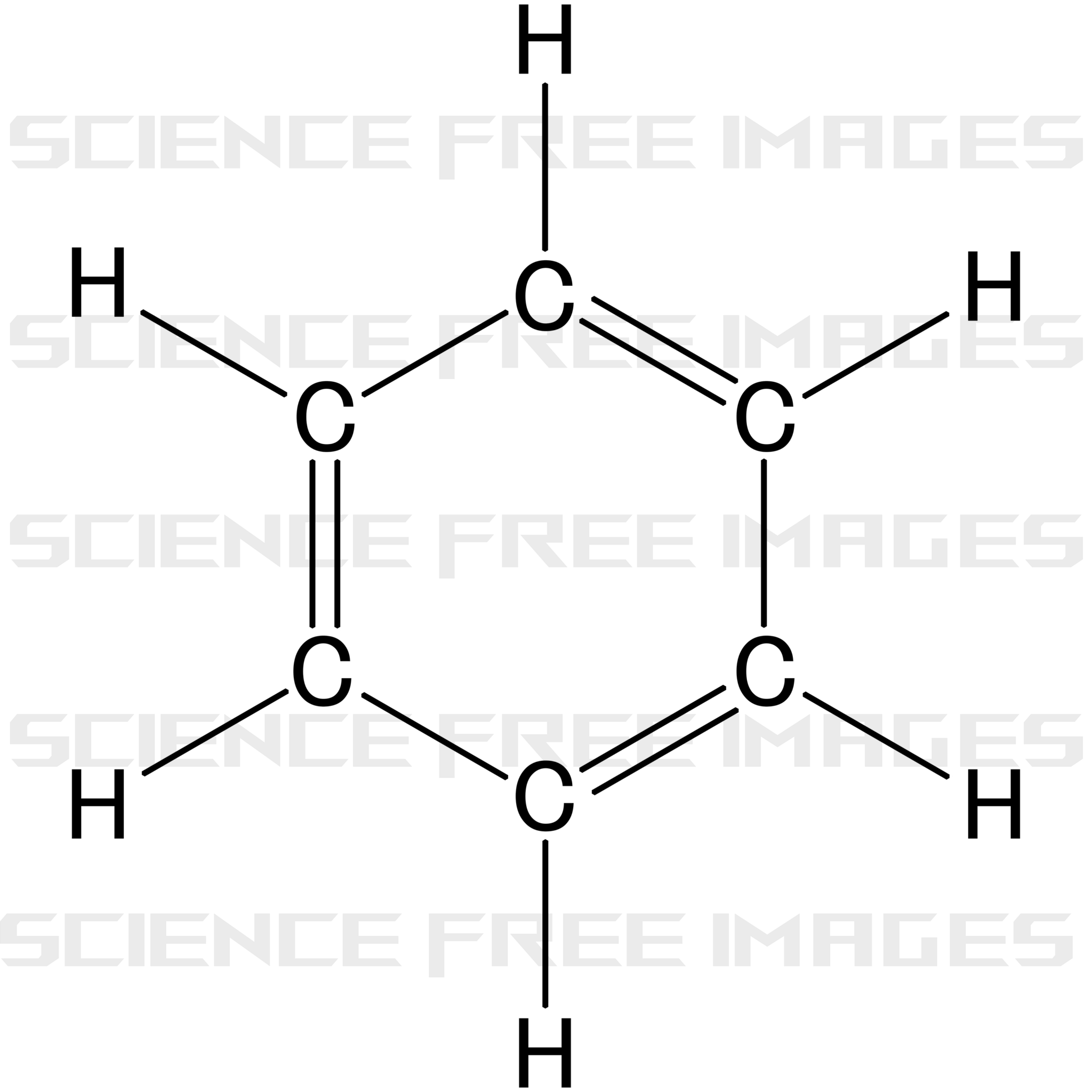ベンゼン ケクレ構造式 (benzene) C6H6 – サイエンスフリー素材
